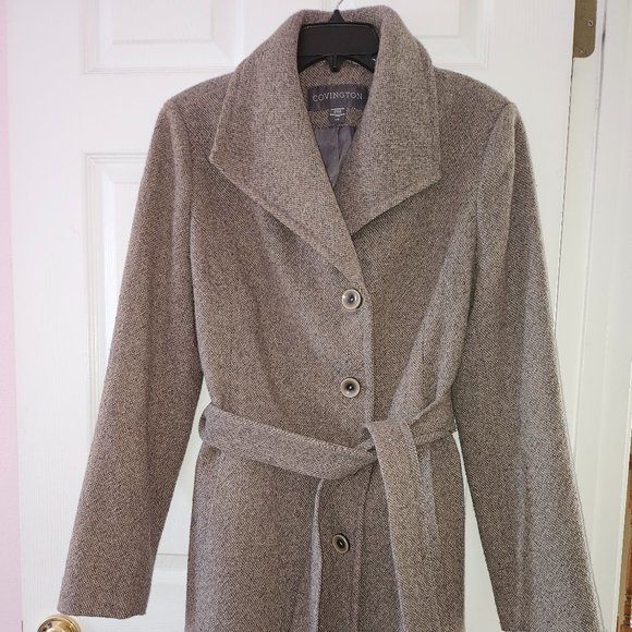 Covington | Jackets & Coats | Covington Wool Blended Belted Midlength ...